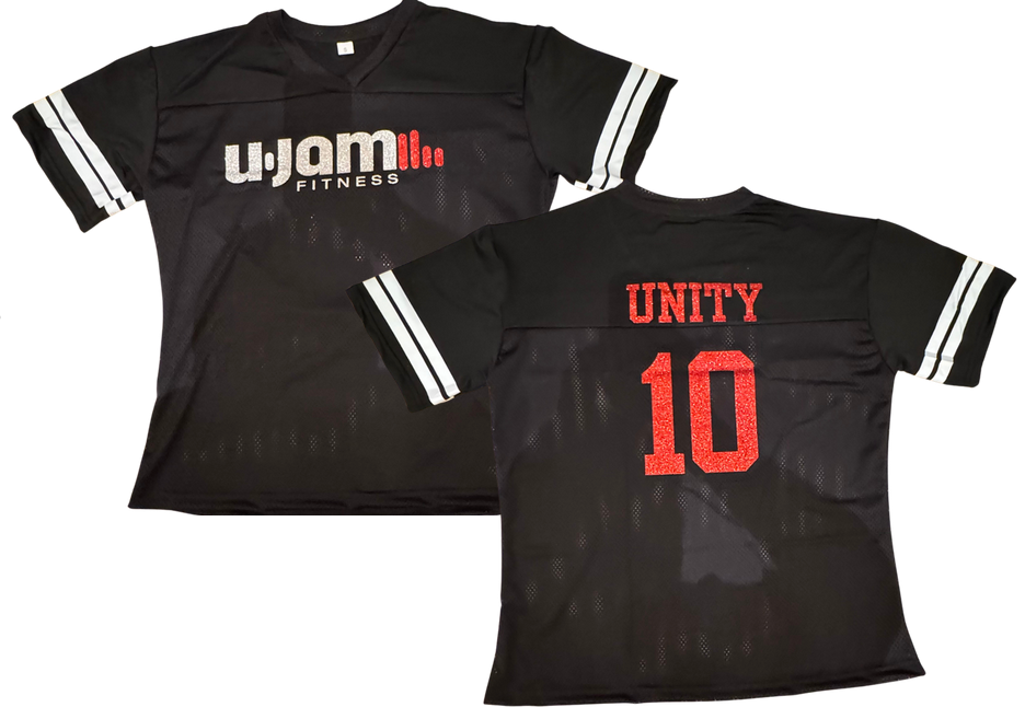Black Jersey With Silver U-Jam Logo w/Red Unity Mark (Front) and Red G ...